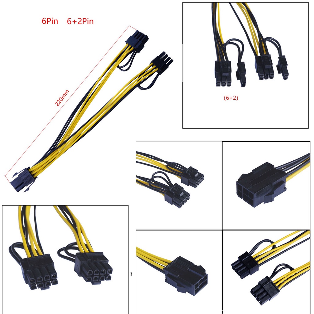 Ready Stock || GPU Power Suppy 6pin to 2x 8Pin connector PCIe 8 pin to ...