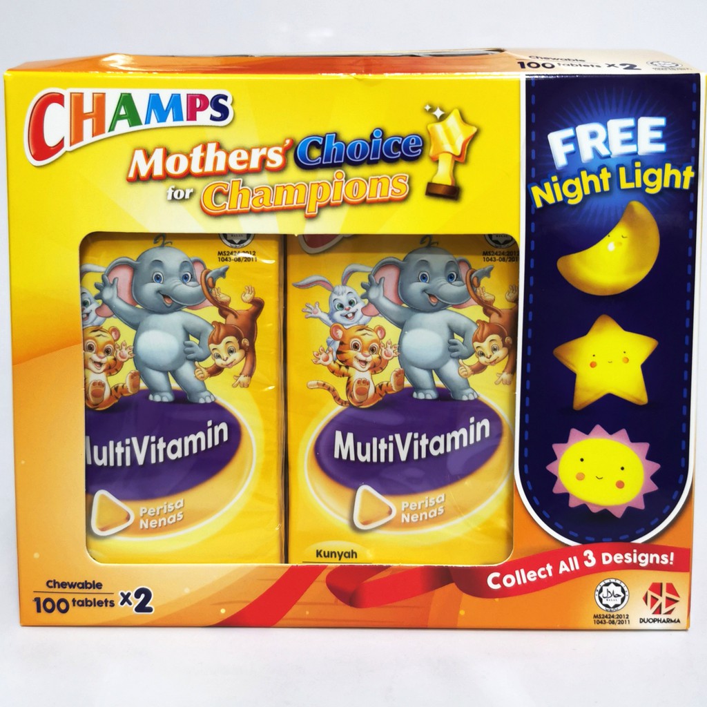 Champs Multivitamin Chewable Tab (Pineapple Flavor) 100's (Exp:04/2023 ...