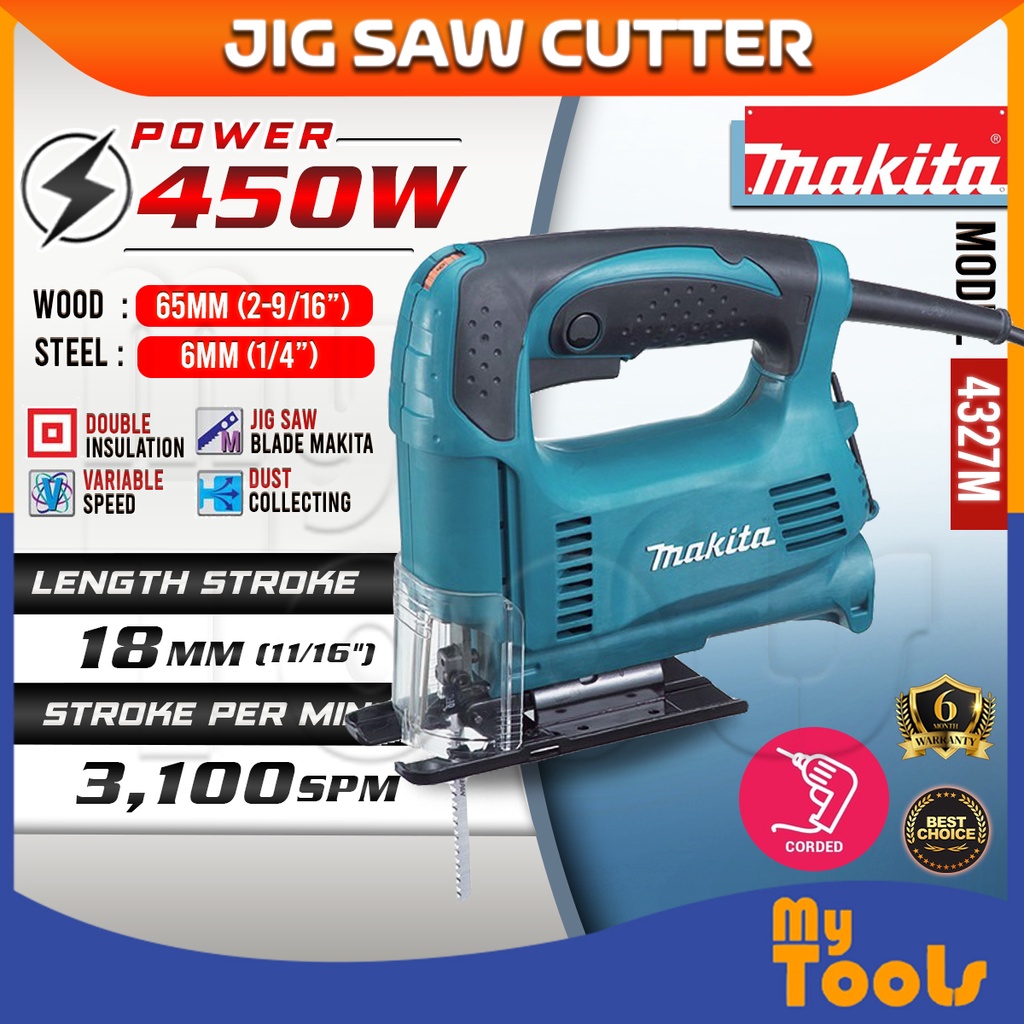 Makita 4327M 450W 65MM Jigsaw Wood Cutter Cutting 6 Month Warranty ...