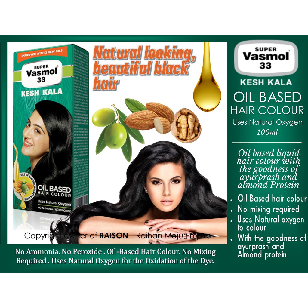 Vasmol 33 OIL BASED HAIR COLOUR - Uses Natural Oxygen 100ml | Shopee ...