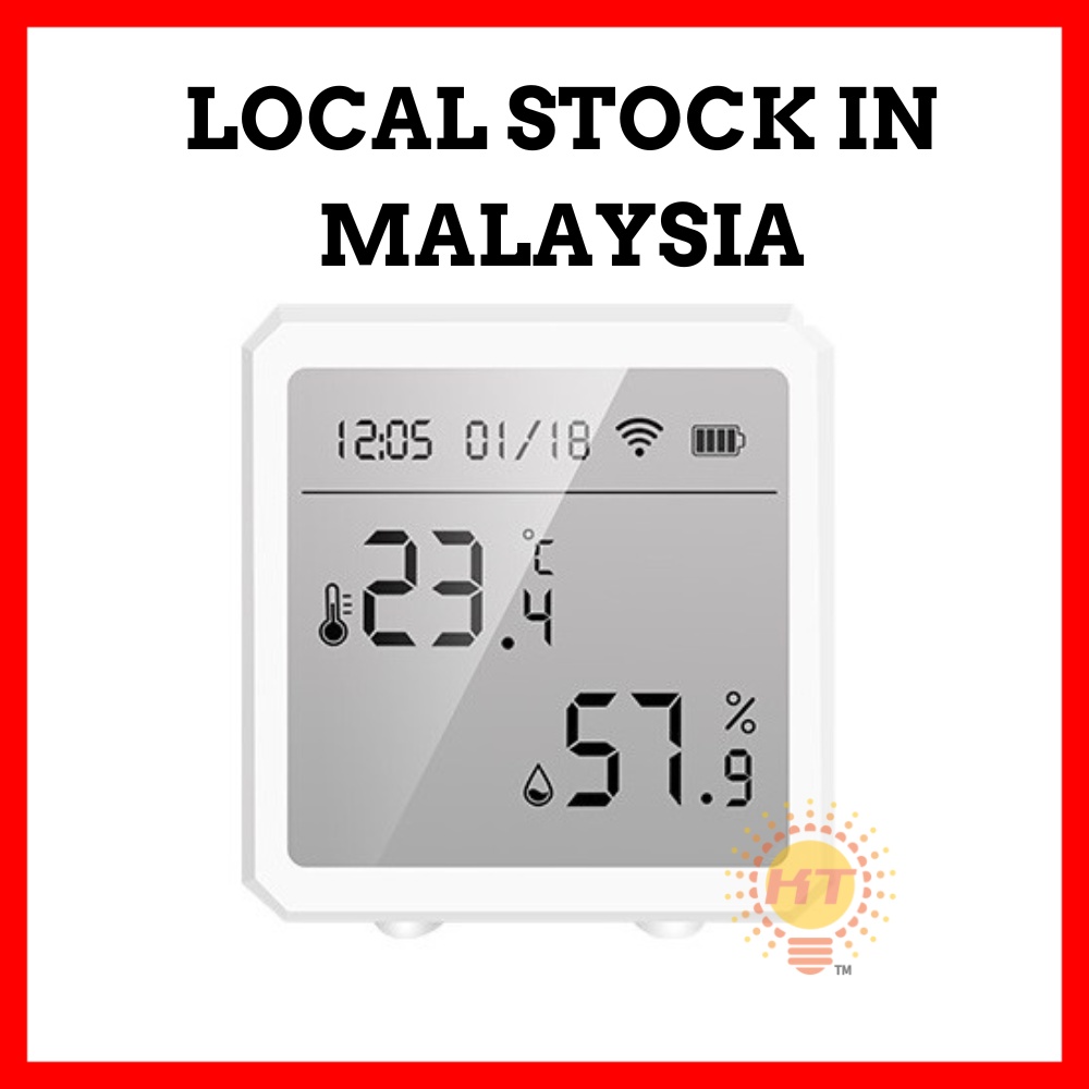 Tuya Wifi Temperature & Humidity Sensor with LCD display Wireless Smart Themometer | Shopee Malaysia