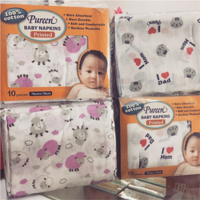 Kain Lampin bayi napkin baby putih plain printed | Shopee Malaysia