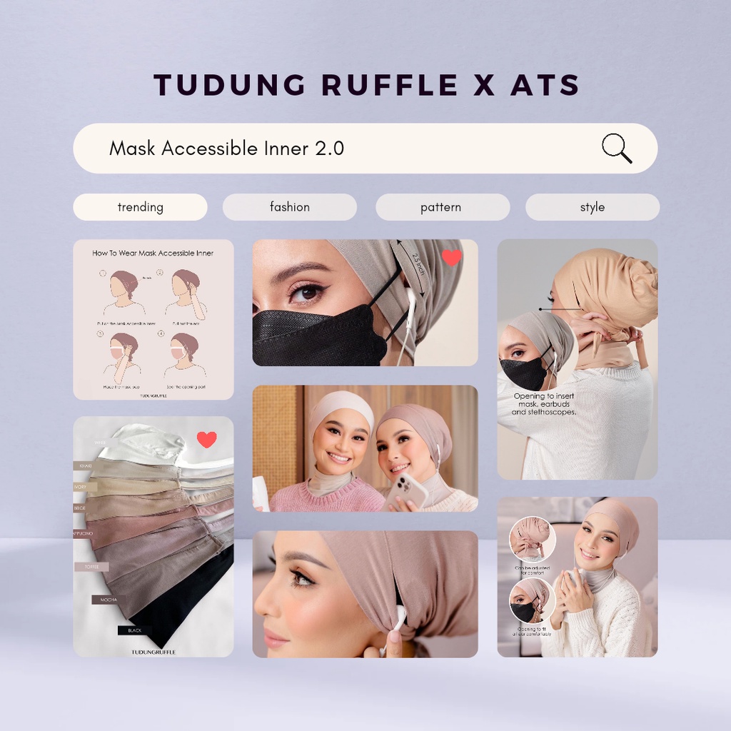 MASK ACCESSIBLE INNER SCARF BY TUDUNG RUFFLE [EARLOOP] | Shopee Malaysia