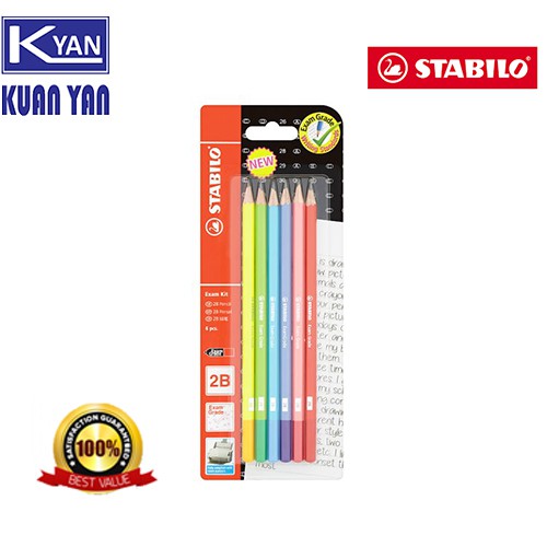 [288GBL6] STABILO EXAM GRADE 2B PENCIL 6 PCS/PACK [6 COLOUR] | Shopee ...