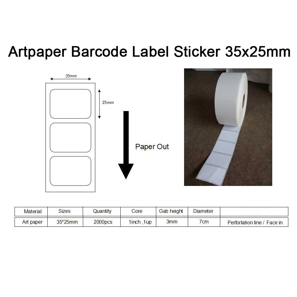 Barcoed Label / Barcode Sticker 35mm x 25mm Face In Artpaper Premium ...