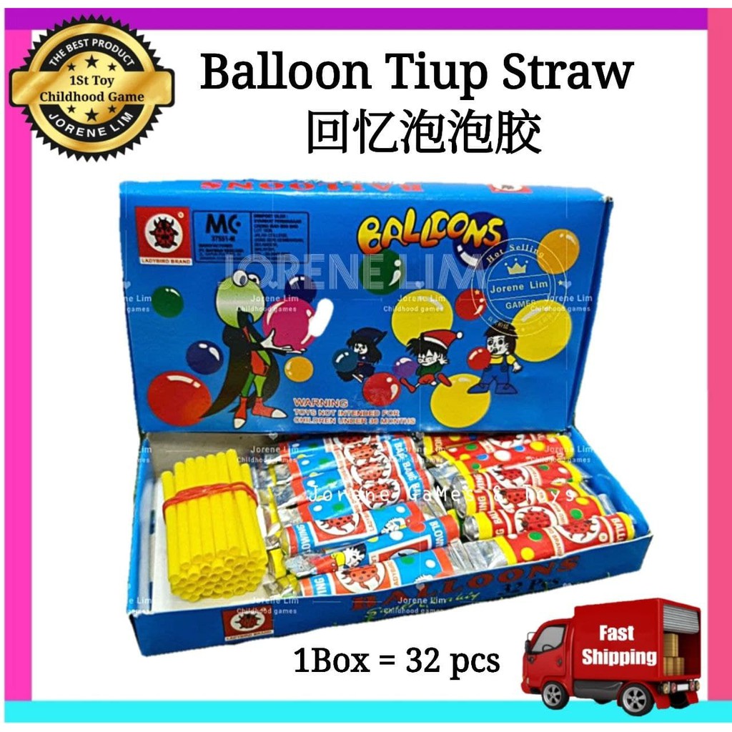 🔥READY Stock🚀 Childhood Blowing Balloons Balon Tiup Straw Balloon ...