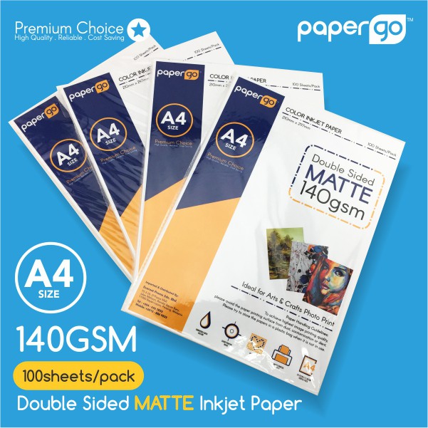 Inkjet Photo Paper- 140gsm Matte Double Side A4 (100pcs/pkt) | 140gsm ...