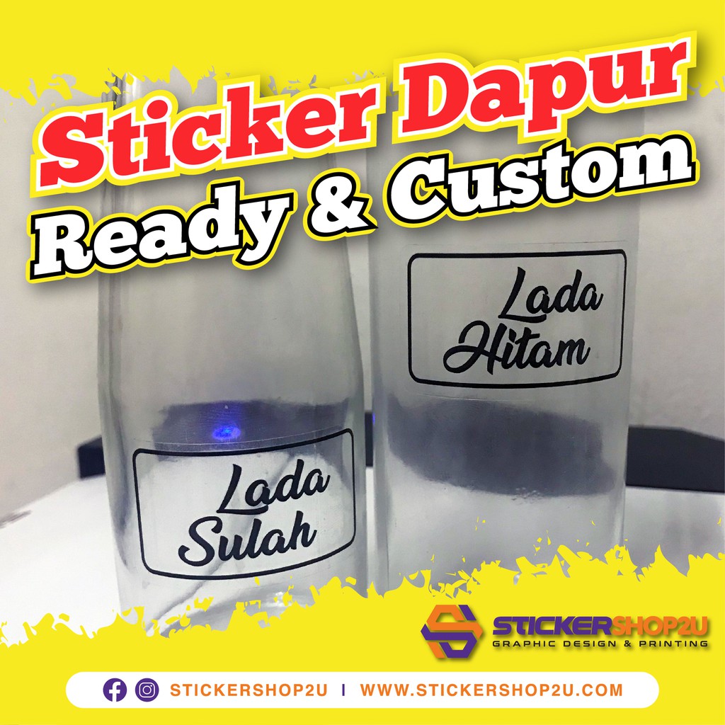 Sticker Label Dapur (Transparent Sticker) (Ready Stock & CUSTOM) 60SET ...