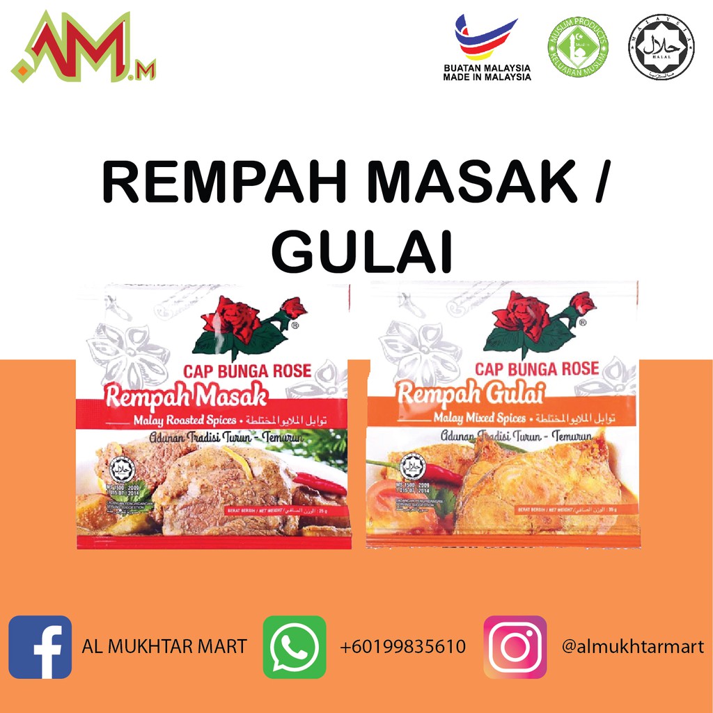 (Ready Stock) Rempah Cap Bunga Ros Gulai dan Masak Original Terengganu ...