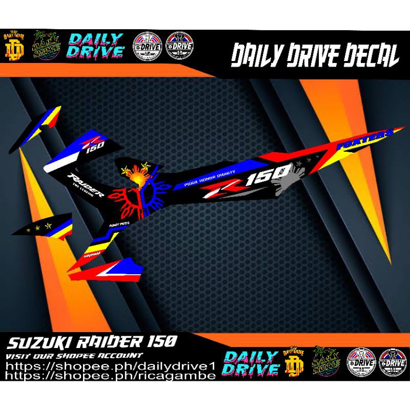 Suzuki Raider 150 Reborn Decal Sticker ( blue ,red design) | Shopee ...