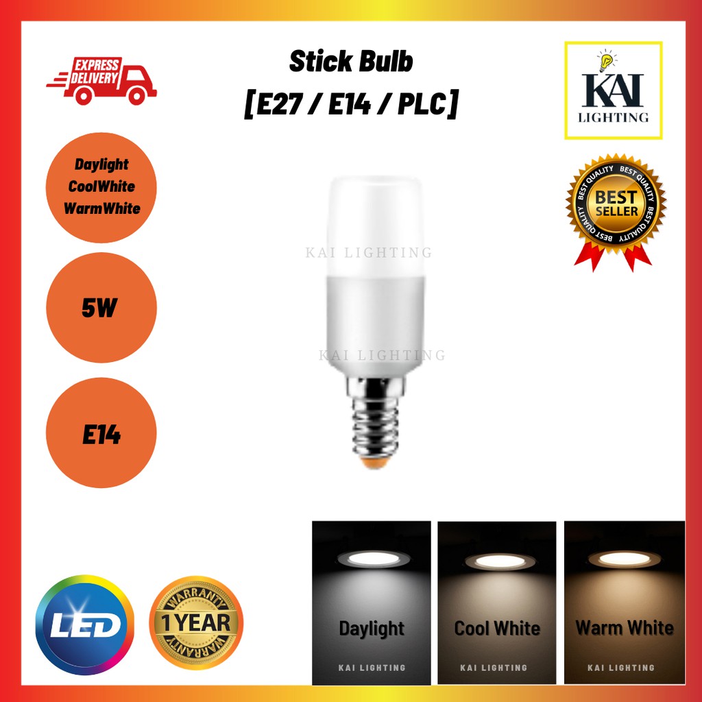 [READY STOCK] 10W / 15W PLC & E27 Lampu Mentol Super Bright LED Stick Bulb ( 6500k Daylight ...