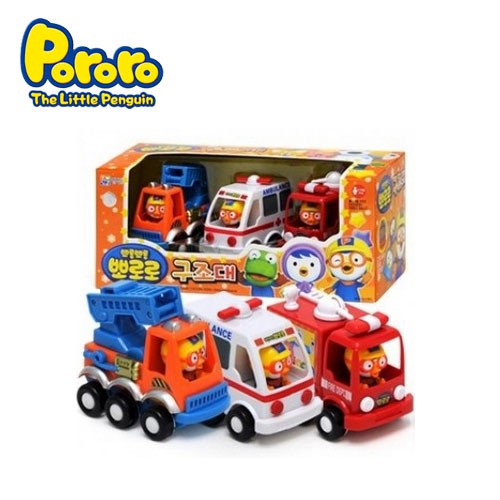 Pororo Rescue Play Toy Car(Ambulance + Fire engine + Ladder truck) High ...