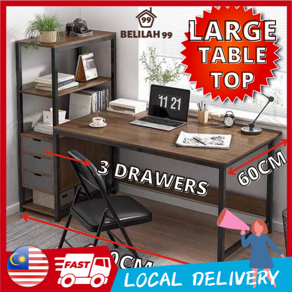 Belilah 120CM Office Table Computer Laptop Desk Study Table With Book ...