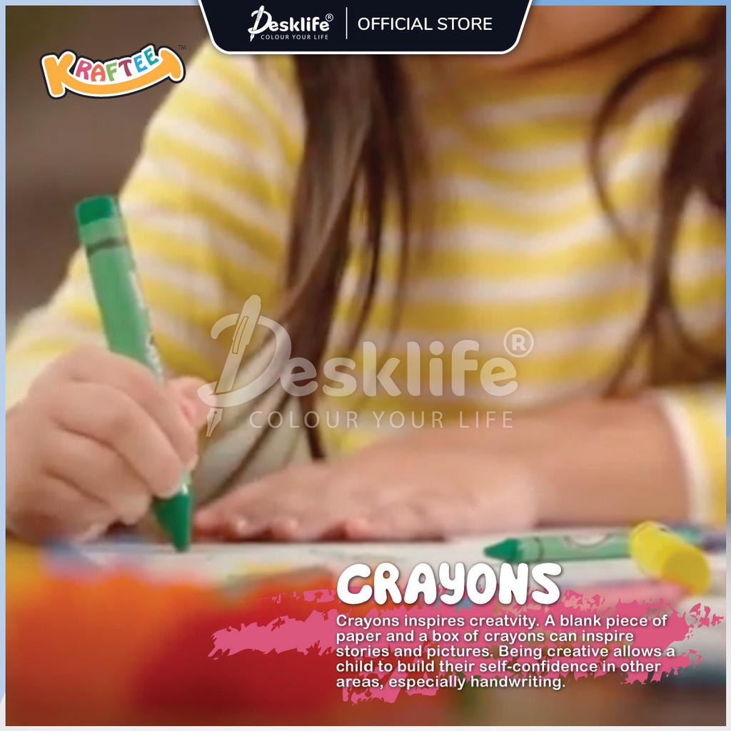 Desklife Kraftee Washable Crayon Non Toxic Safe for Kids -(8s/BOX) Art ...