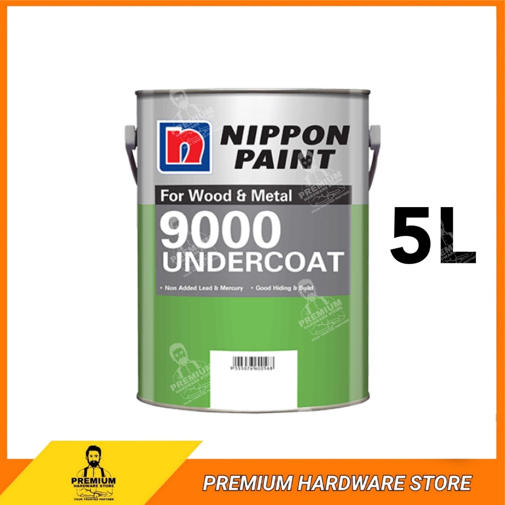 NIPPON PAINT 9000 Undercoat 5 Liter Wood & Metal Undercoat Primer Paint ...