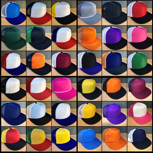 Trucker Cap Kosong/ Topi Kosong/ Topi Kosong Hitam Putih Merah Biru ...