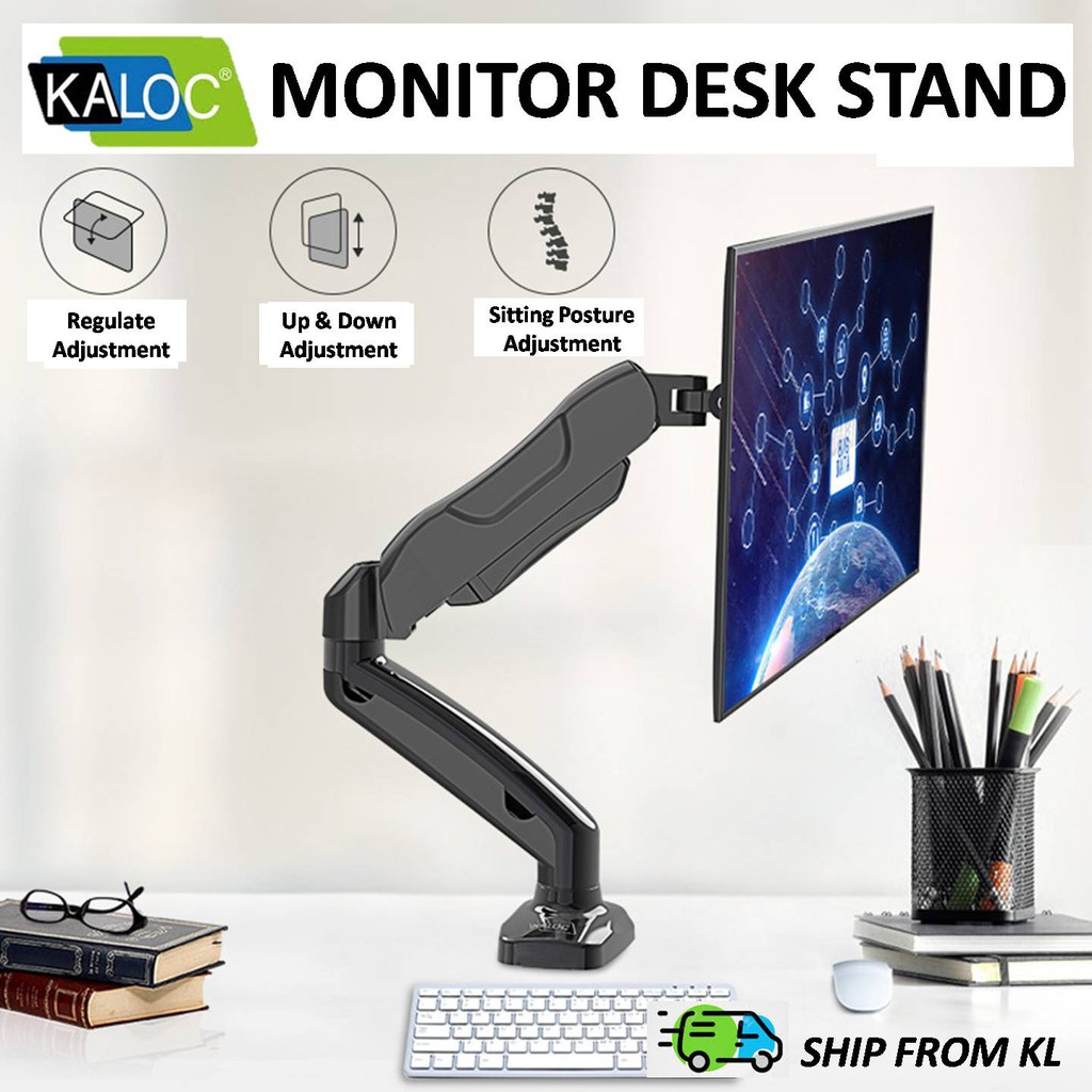 KALOC 17"-27" ADJUSTABLE MONITOR DESK STAND/SINGLE ARM GAS STRUT ...