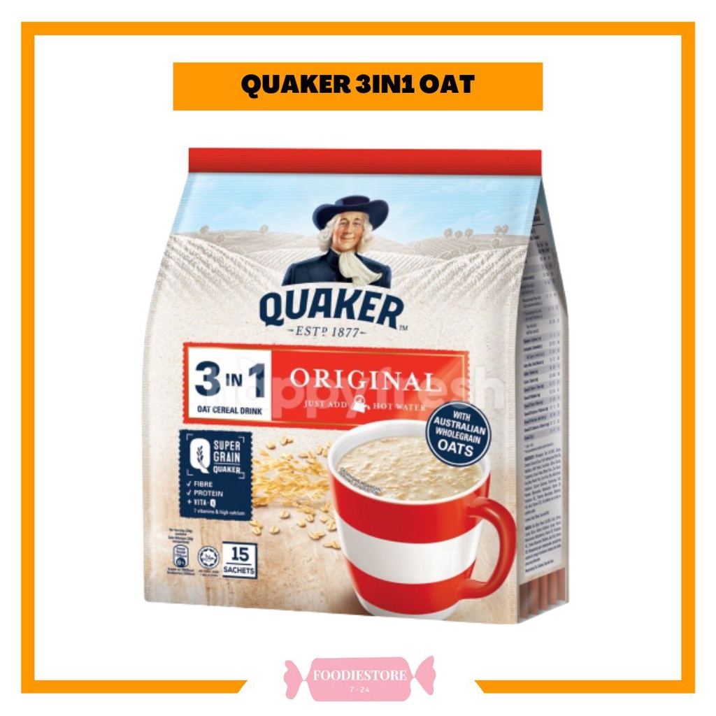 Quaker 3 In 1 Original Oat Cereal 28g x 15s | Shopee Malaysia