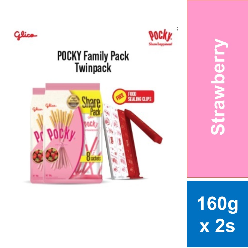 Glico Pocky Family Pack Twinpack Strawberry 168g x 2s Free Sealing Clips | Shopee Malaysia