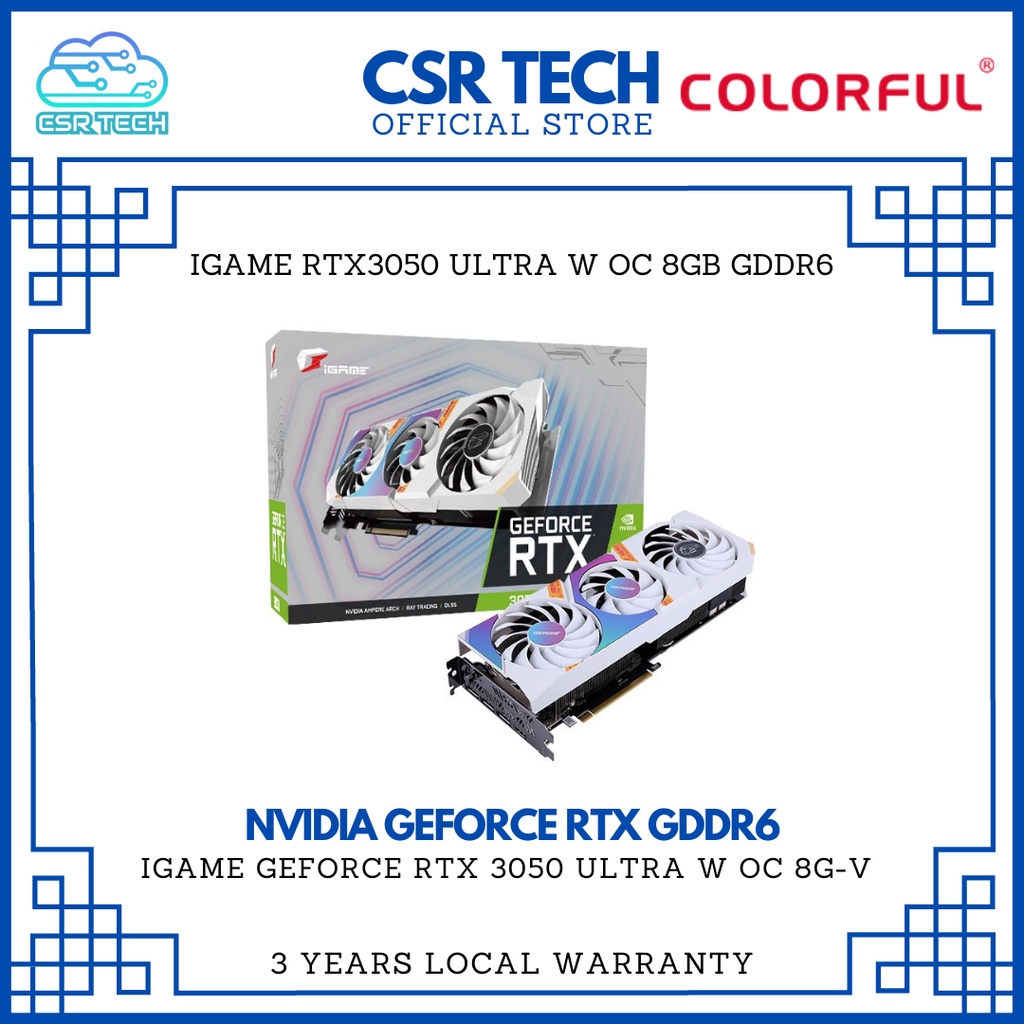 Colorful RTX 3050 ULTRA W OC 8GB GDDR6 GPU Graphic Card (RTX3050-ULT-W ...
