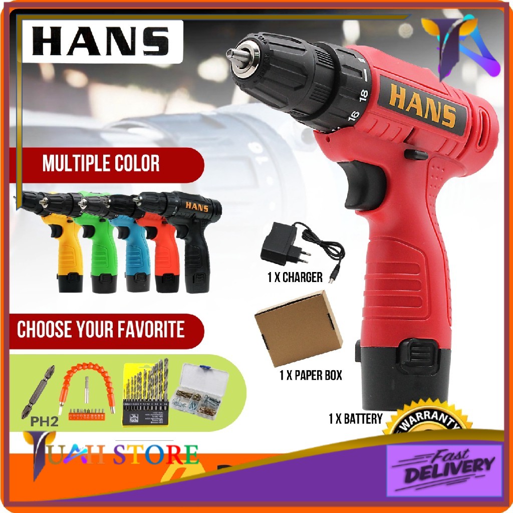 HANS 12V Cordless Drill Screwdriver With Battery Li-Ion | Shopee Malaysia