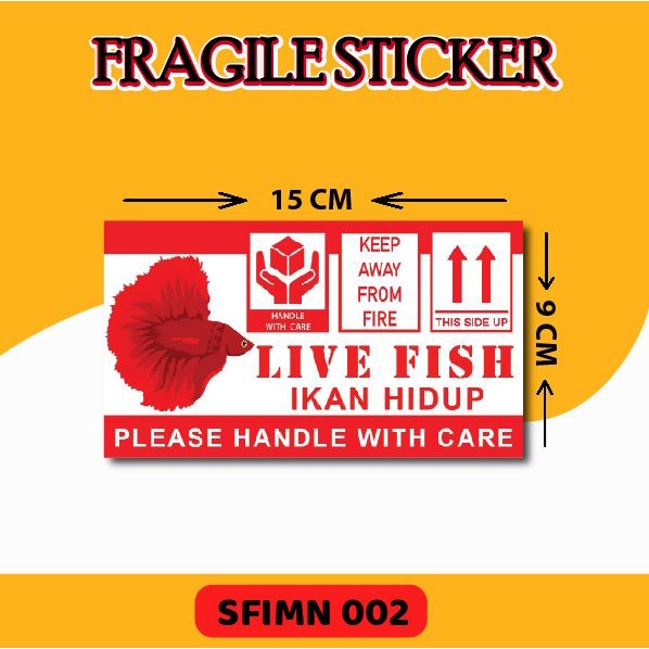STICKER FRAGILE IKAN HIDUP MERAH MELINTANG 🔥READY STOCK🔥 [BUY 10 + 1 ...