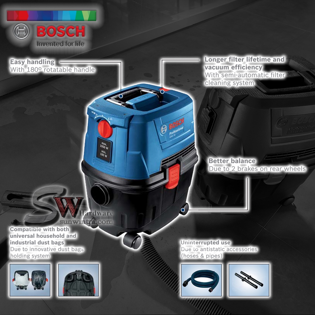 Bosch GAS15 Wet/Dry Vacuum Cleaner/Extractor Professional F.O.C GARBAGE BAG GAS 15 | Shopee Malaysia