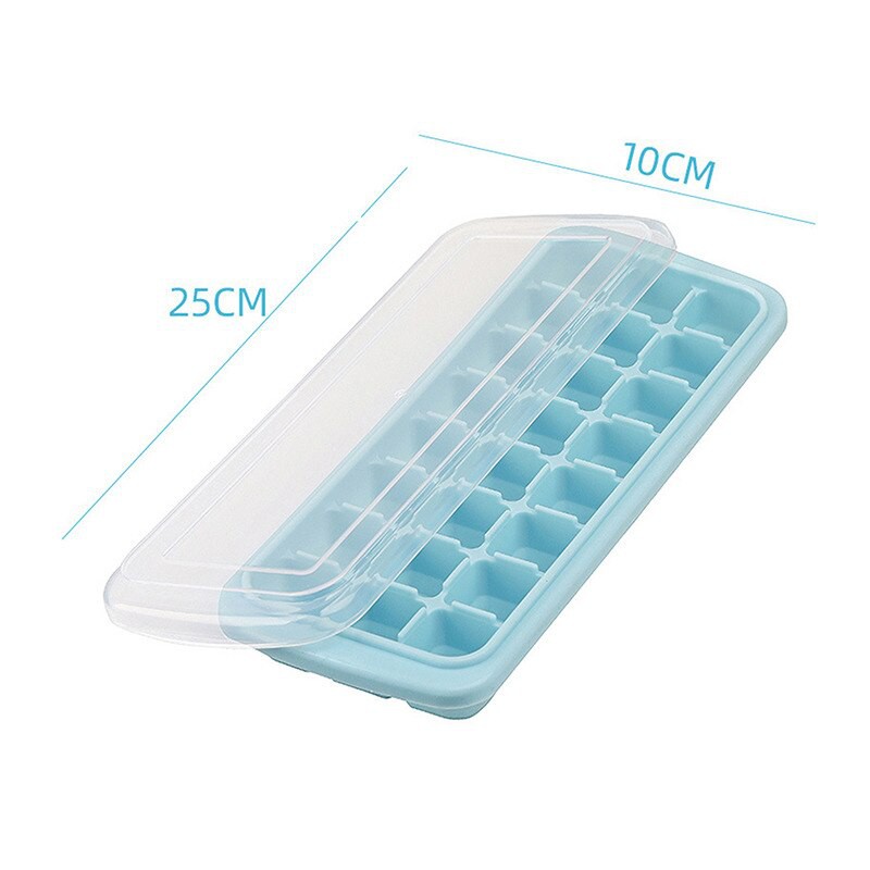 24 Grids Silicone Ice Cube Tray Mold With Cover Fresh Fruit Ice Tray ...