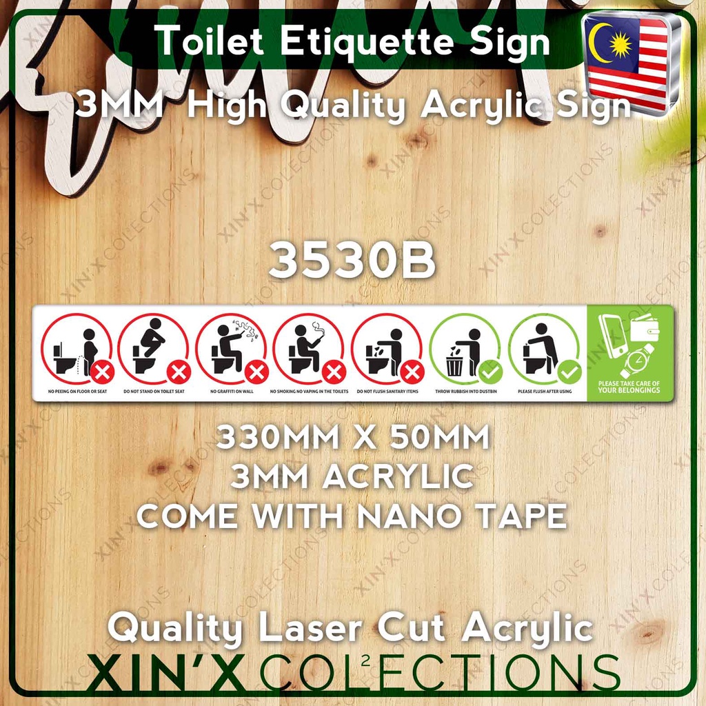 Acrylic Sign Toilet Etiquette Warning Please Flush No Smoking Throw ...