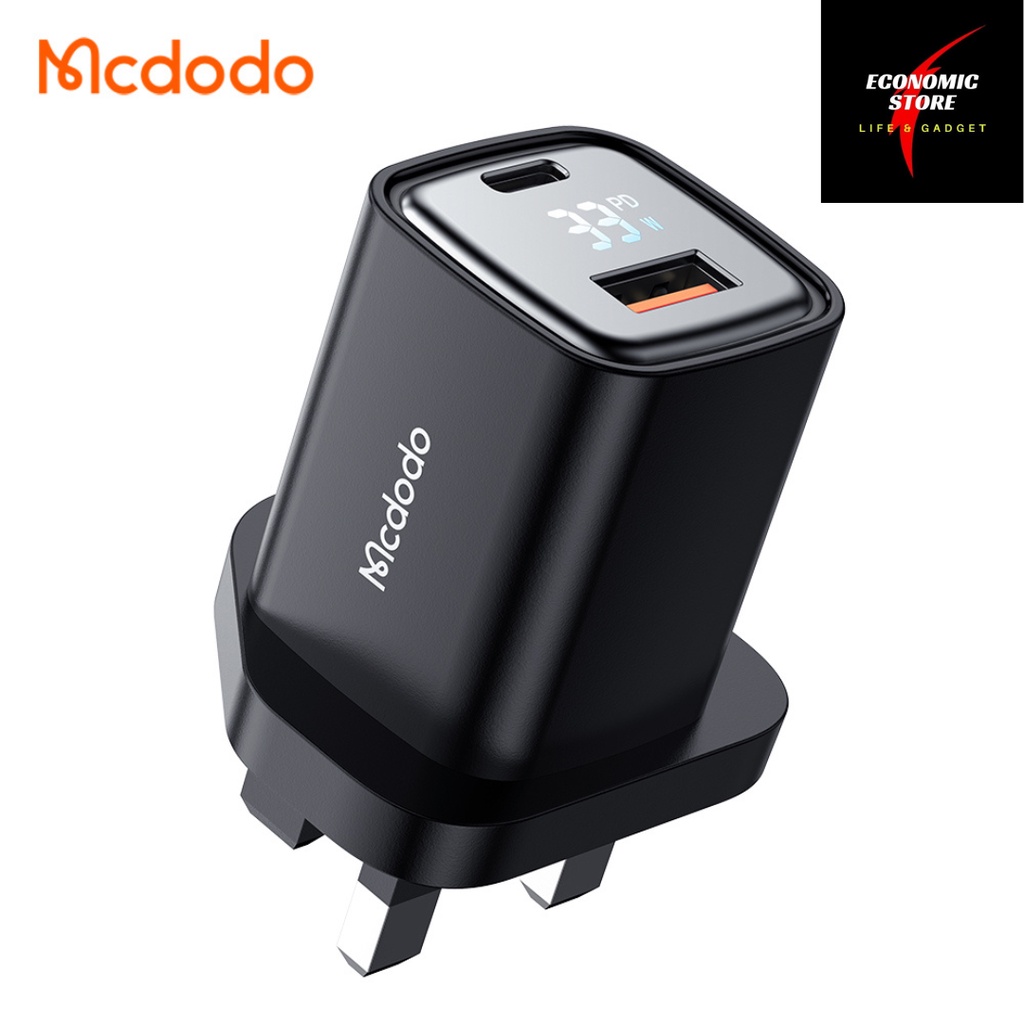 【1Yr Warranty】 MCDODO CH 169 33W Mini PD + QC 3.0 Digital Display Fast Charger Dual Output Power ...