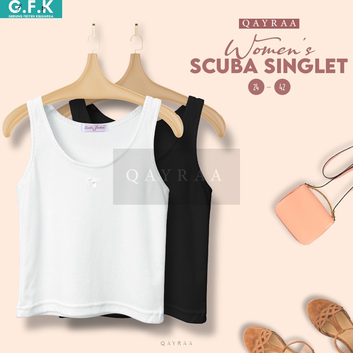 ORIGINAL SCUBA SINGLET PUTIH & HITAM PEREMPUAN | Shopee Malaysia