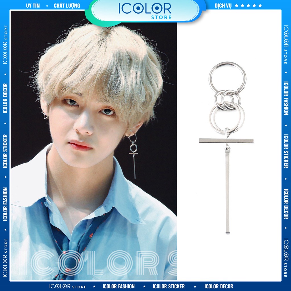 Bts TATA V piercing 2 pieces worn on both sides 2020_Cross earrings ...