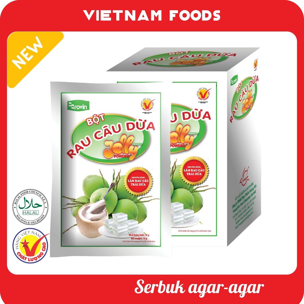 Coconut jelly powder 10g ROVIN - Serbuk agar-agar - 果冻粉 - Bot Rau Cau ...