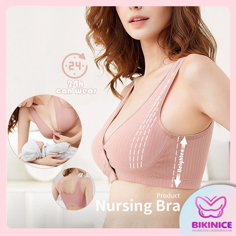 Soft and Breathable Full-face Front Buckle Breastfeeding Bra Cotton Seamless Breastfeeding Bra ...