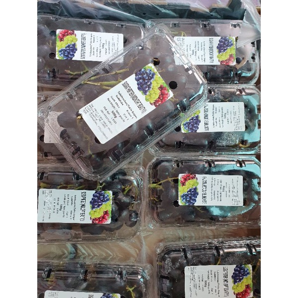 South Africa Black Seedless Grapes | Anggur Hitam Tanpa Biji | Shopee ...