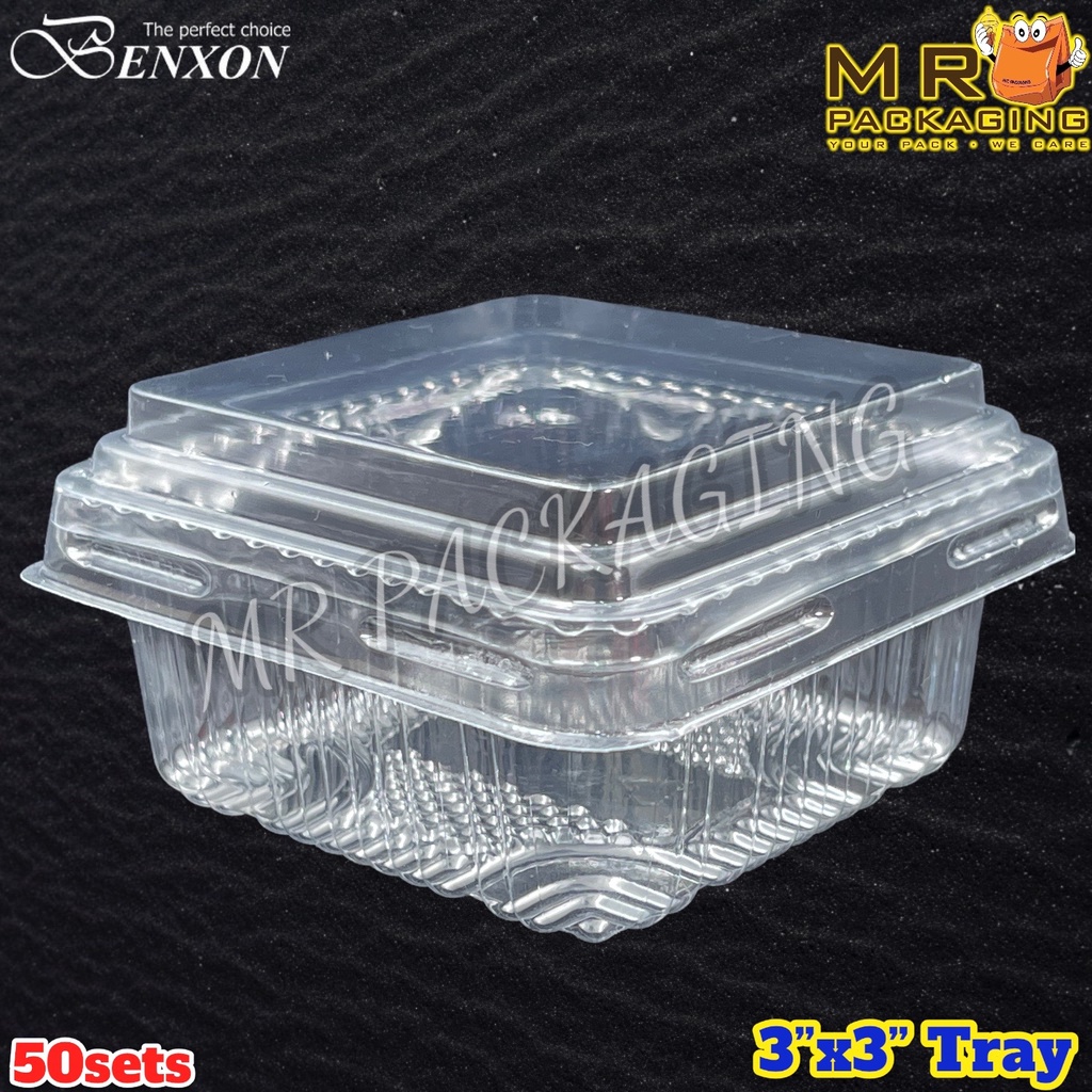 3" Plastic Tray & Lid [ 50pcs± ] Mooncake 888 Bakery Clear OPS PET Food ...