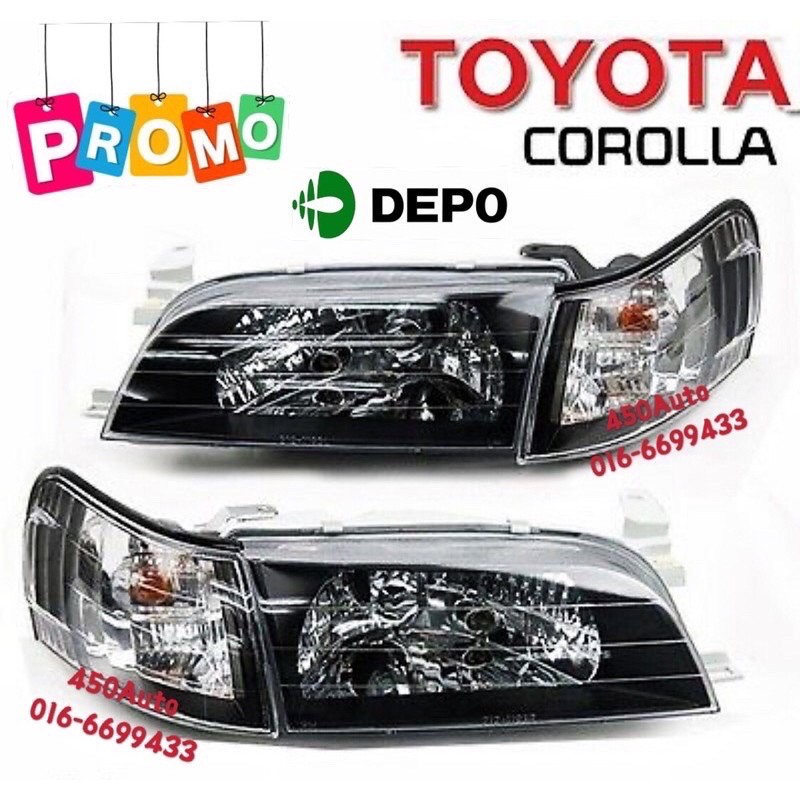 EE1000-92 DEPO TOYOTA AE100 AE101 Corolla SEG Front Black SMOKE CRYSTAL ...