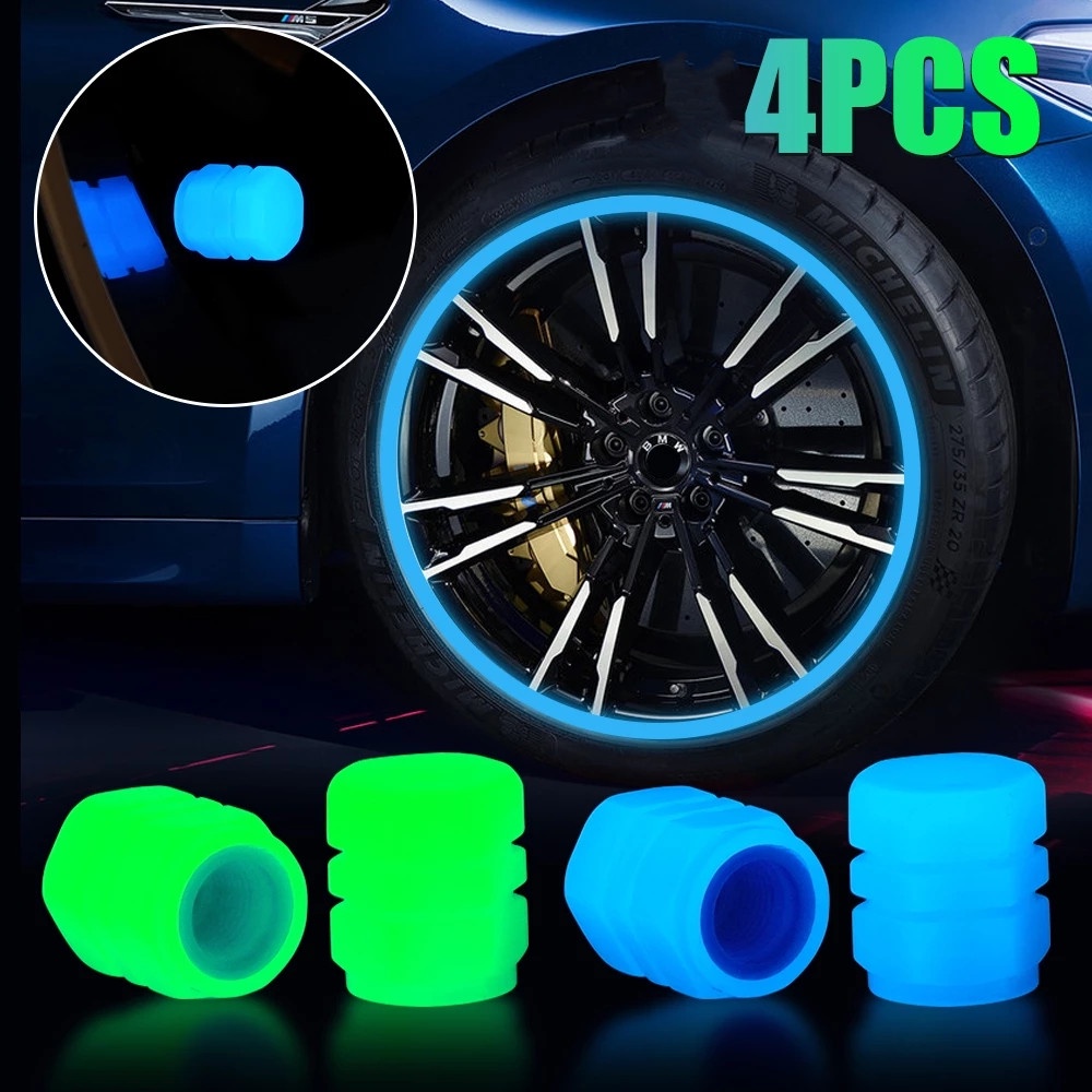 4Pack Universal Mini Car Tire Valve Caps/ Wheel Hub Luminous Valve Stem ...