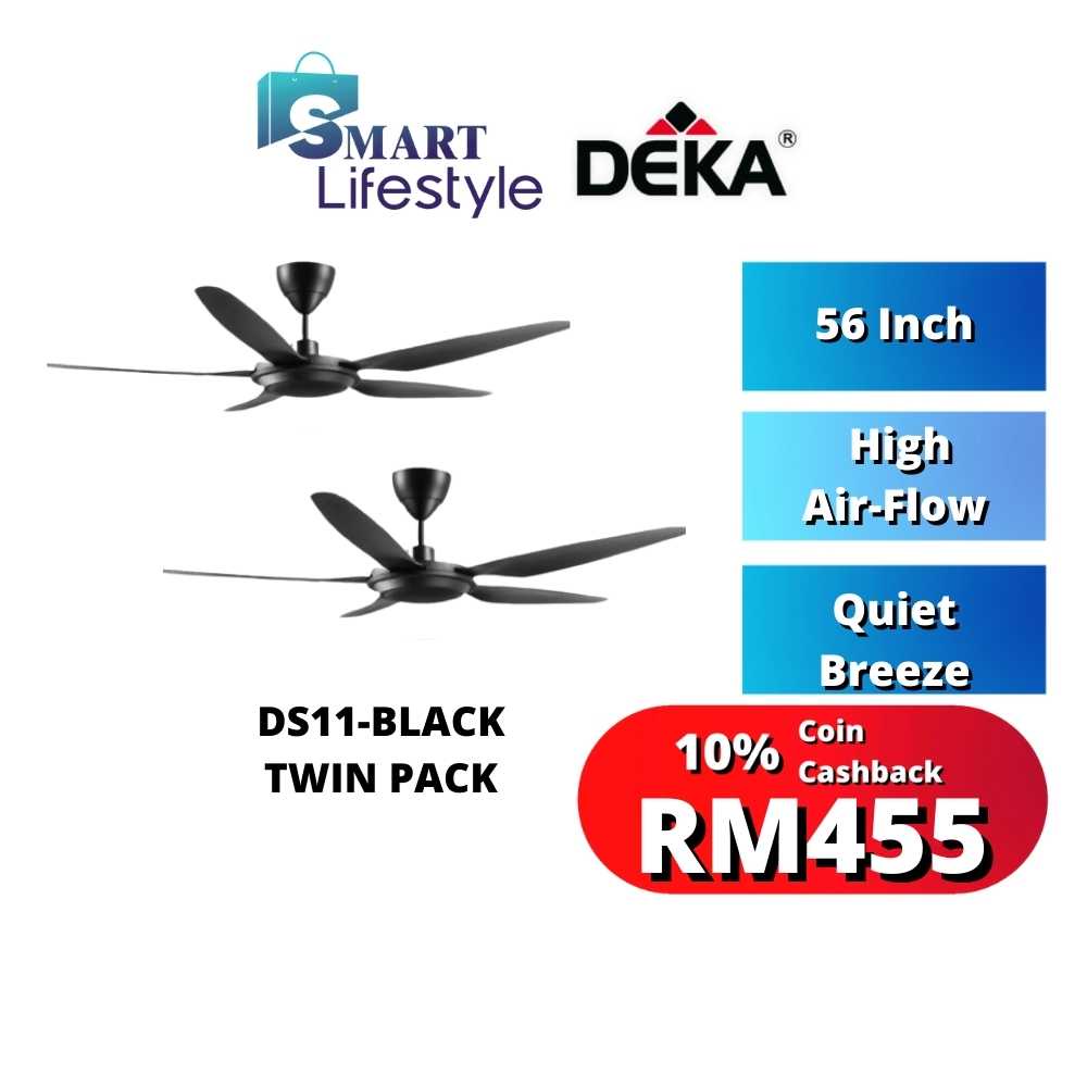 Deka 5 Blade Ceiling Fan (56 Inch) with Remote Control DS11- 【2 SET ...