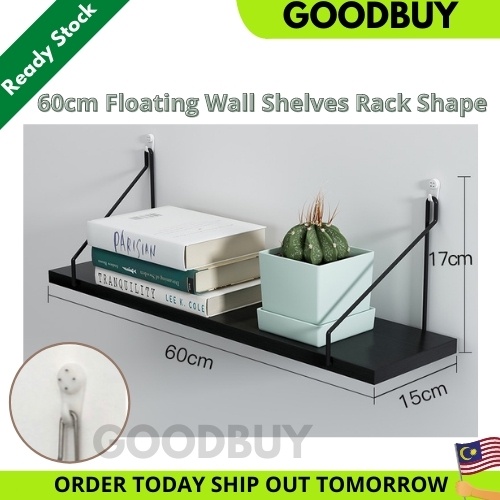 [Ready Stock] 60CM Floating Wall Shelves Rack Shape/ Ikea Style Wall ...