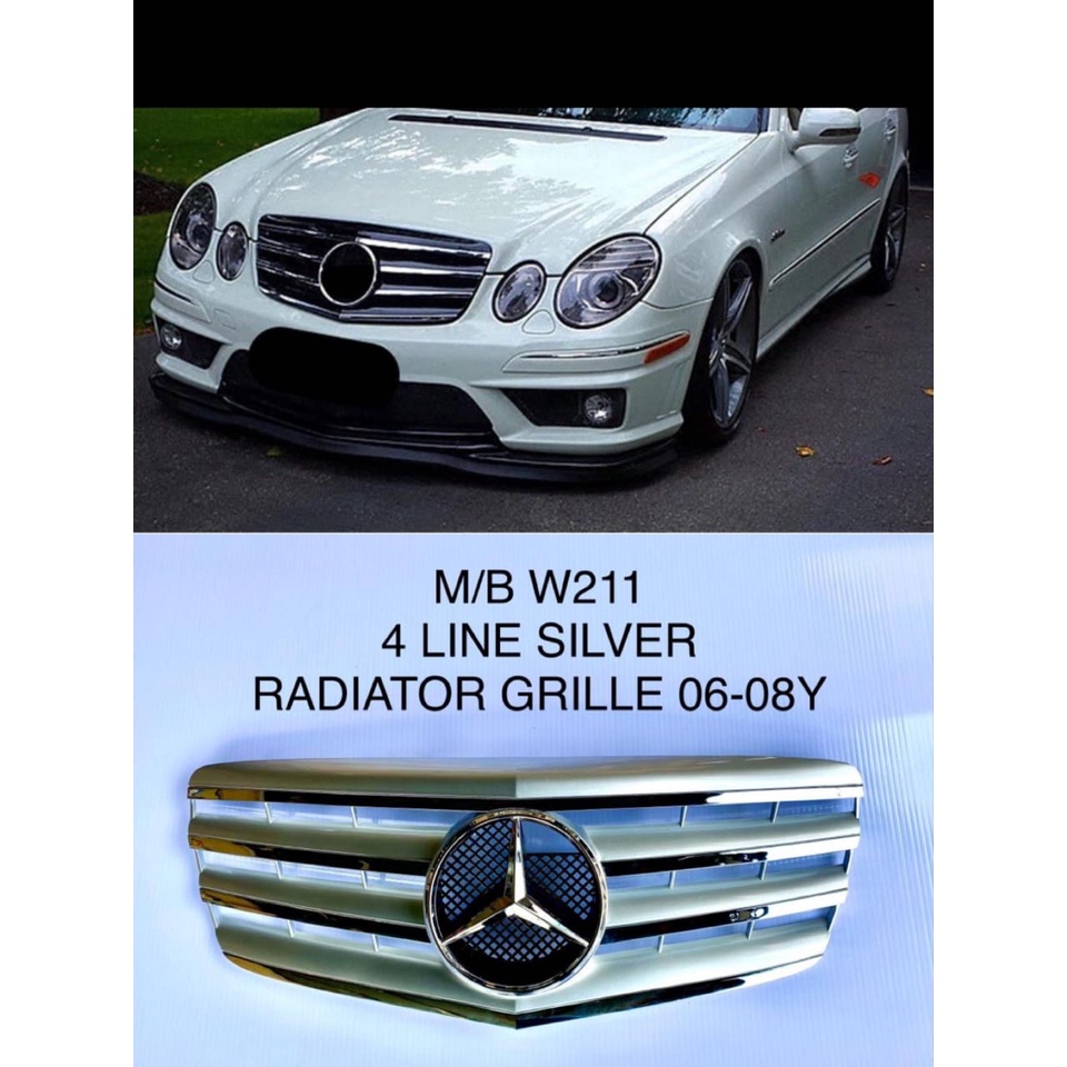 MERCEDES W211 E200 FACELIFT 4 LINE SILVER GRILLE WITH LOGO READY STOCK ...