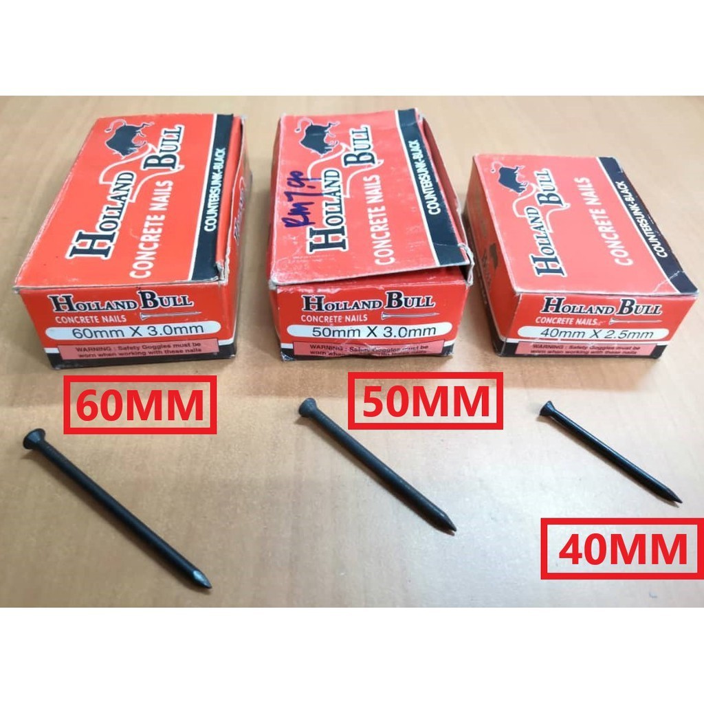 🔥READY STOCK🔥 HOLLAND BULL 20MM 40MM 50MM 60MM Concrete Nails Black ...