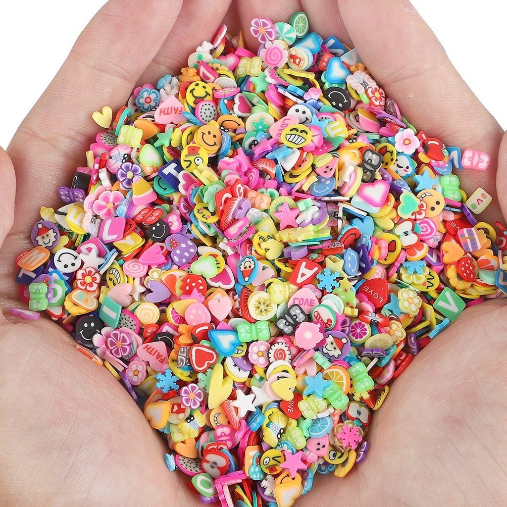 Non-porous polymer clay sheets, size 4-8mm, love series mixed colors ...