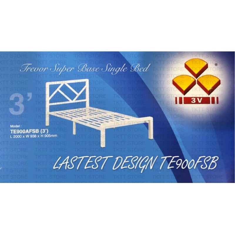 TKTT 3V Trevor Super Base Single Size Bed Frame Divan Heavy Duty Bed ...