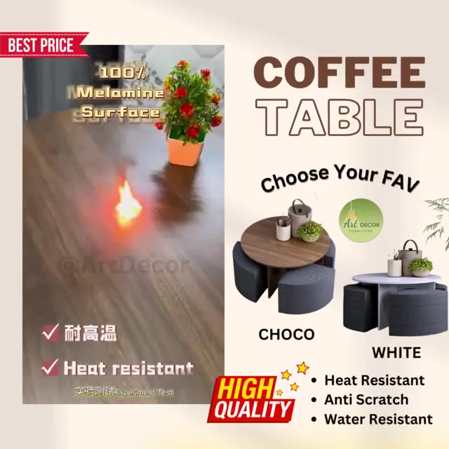 [READY STOCK] Art Decor Coffee Table/Set Meja Kopi Bulat Ruang tamu ...