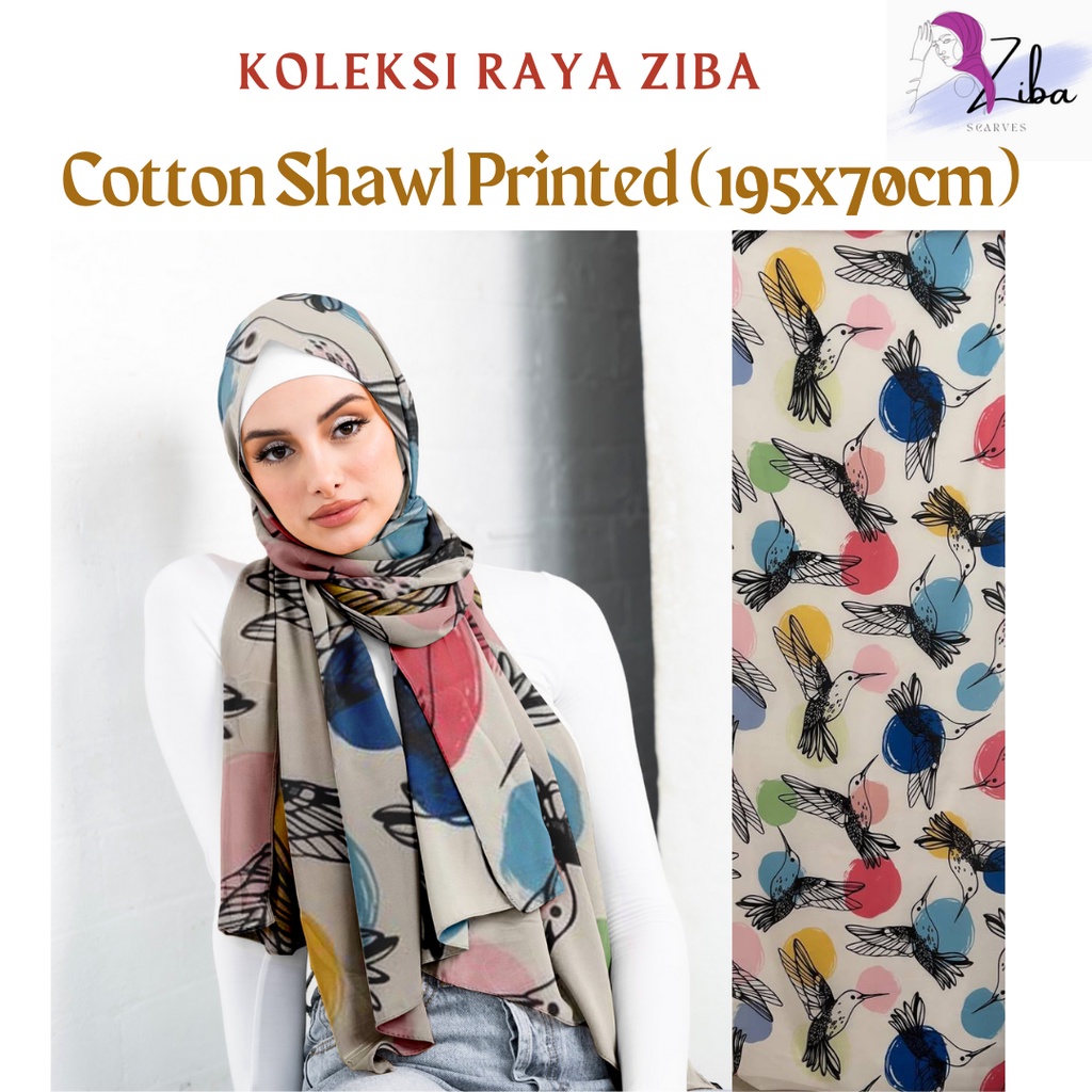Printed Cotton Shawl - Selendang Cotton Bercorak (Modern, Colourful ...