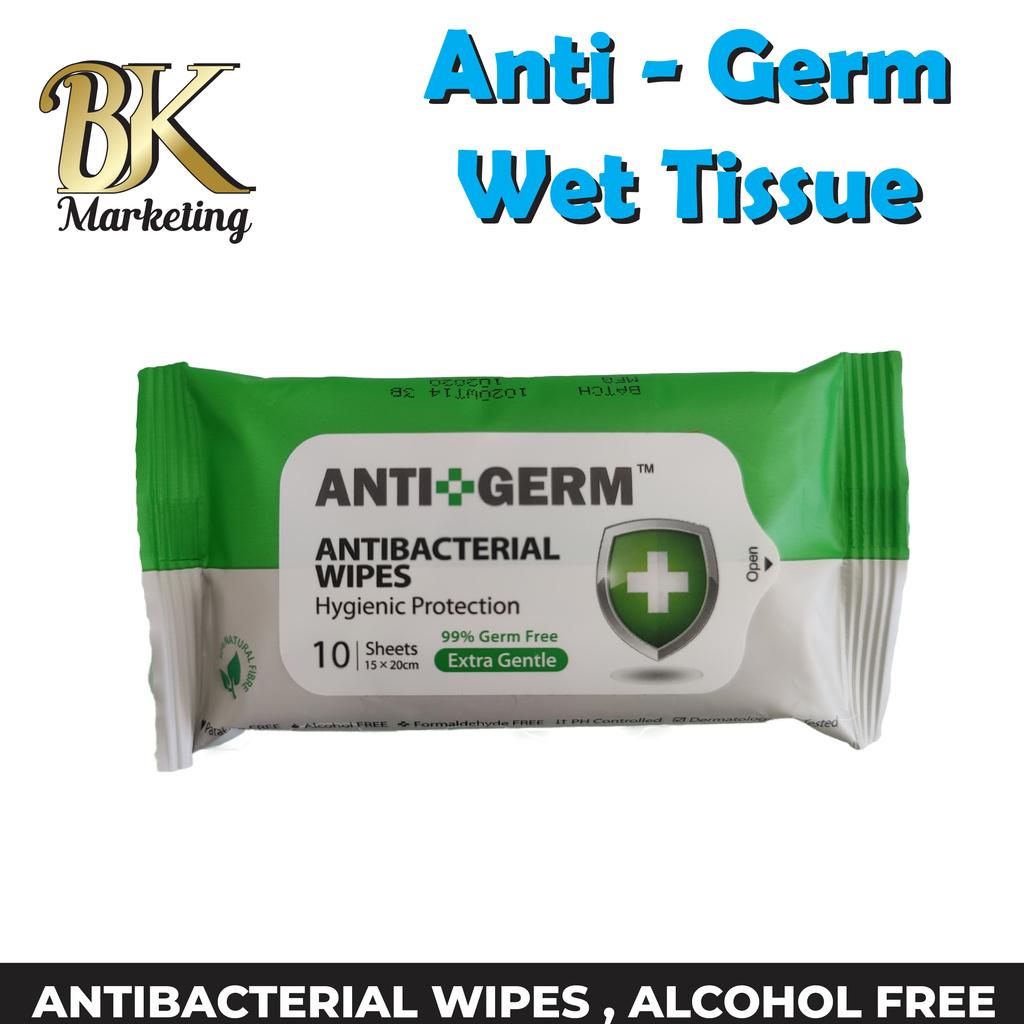 Anti-Germ Antibacterial Wipes /Wet Tissues/ Muka Tisu Basah Bakteria ...