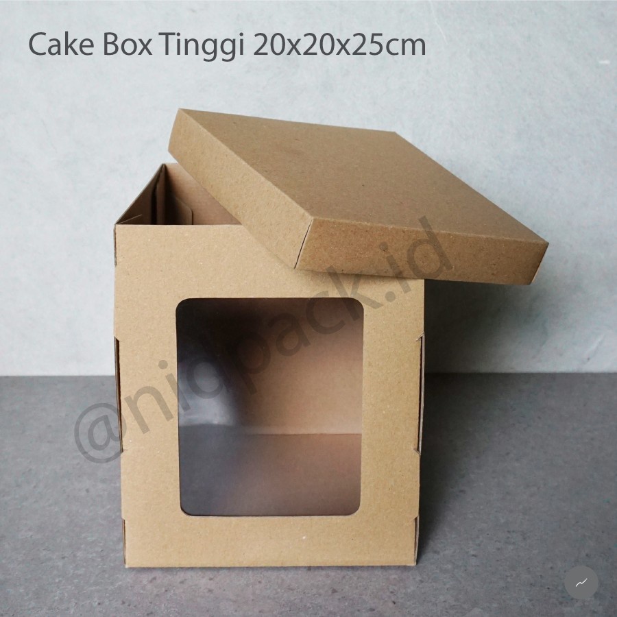 Tall Cake Box Tall Cake Box 20x20x25cm contains 5 pcs (KRAFT) | Shopee ...