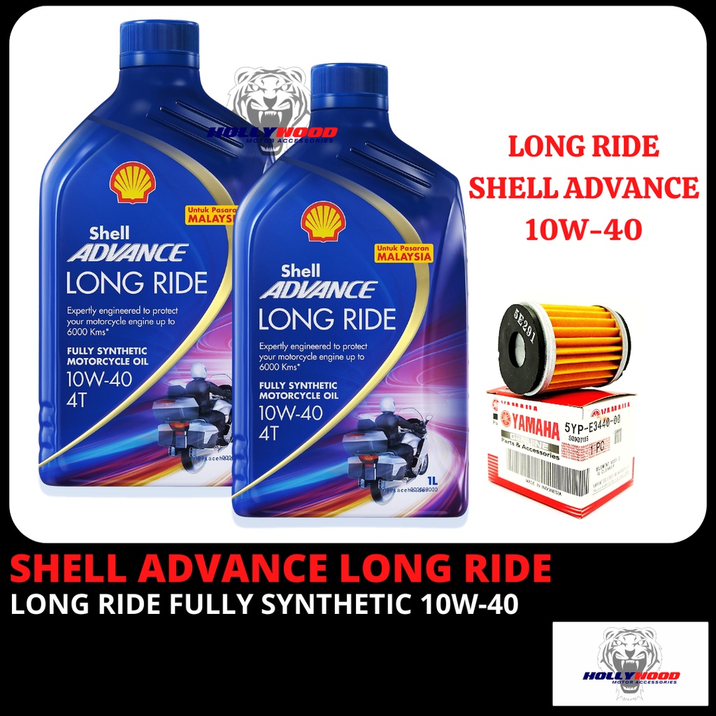 SHELL ADVANCE 4T LONGRIDE 10W40 FULLY SYNTHETIC MINYAK HITAM LONG RIDE ...