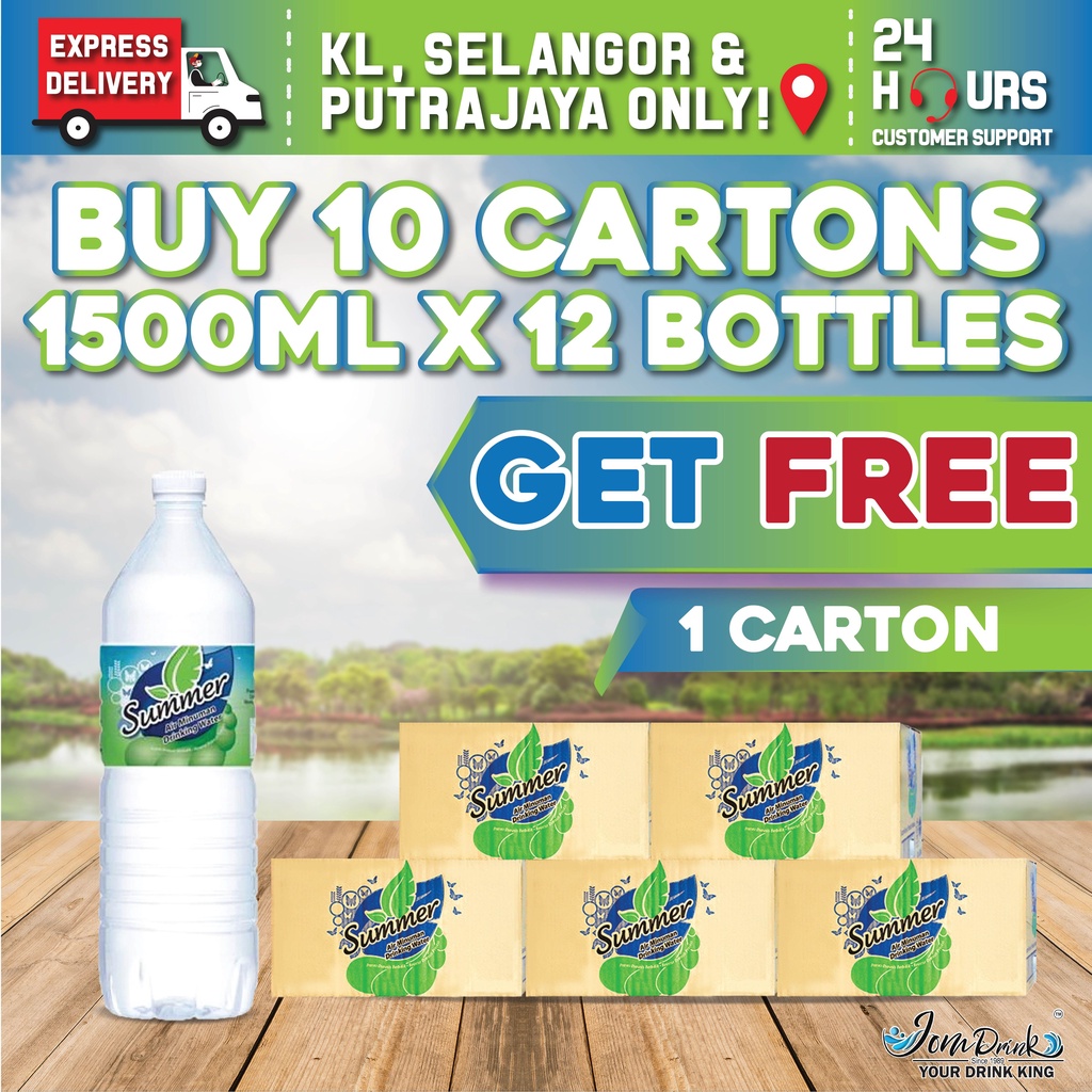 BUNDLE OF 10 CARTONS : SUMMER DRINKING WATER 1500ML x 12 BOTTLES ...